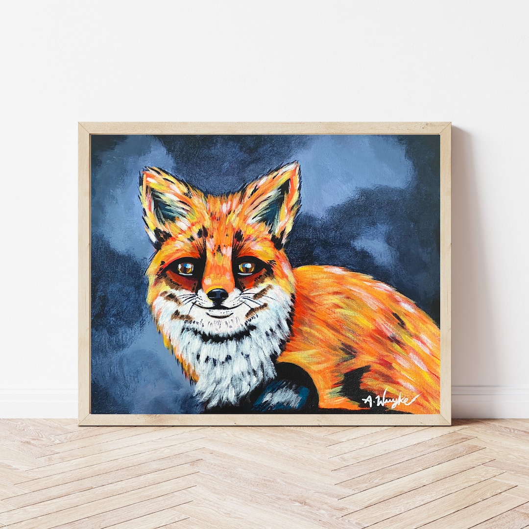 Fox Art Print, Fox Painting, Fox Artwork, Woodland Creatures Artwork ...