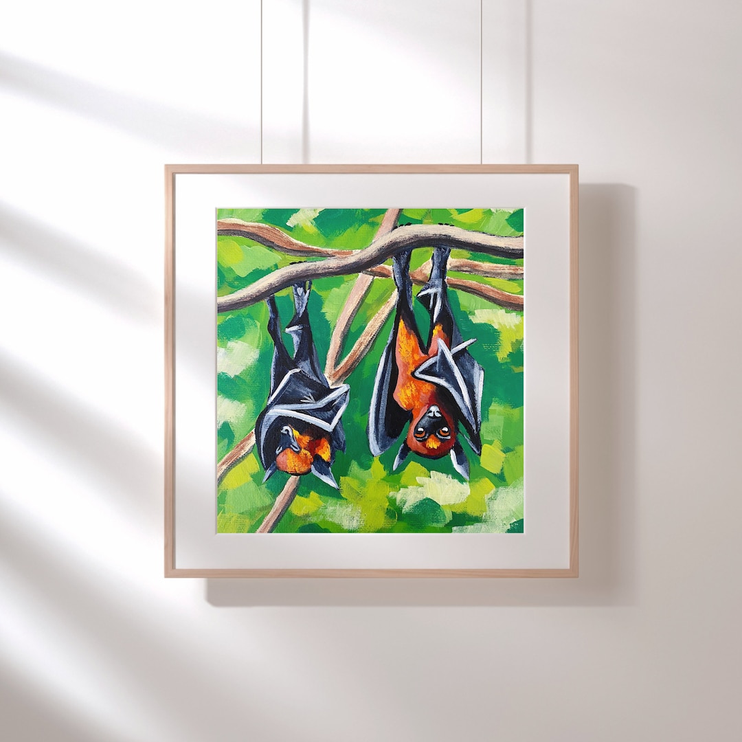 Bat Painting, Bats, Fruit Bat Art Print, Bat Wall Art, Bat Home Decor ...