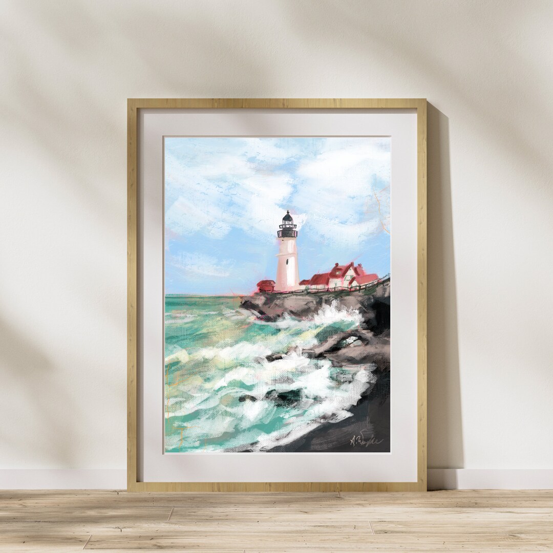 Portland Head Light Art Print: Maine Lighthouse Wall Decor - Etsy
