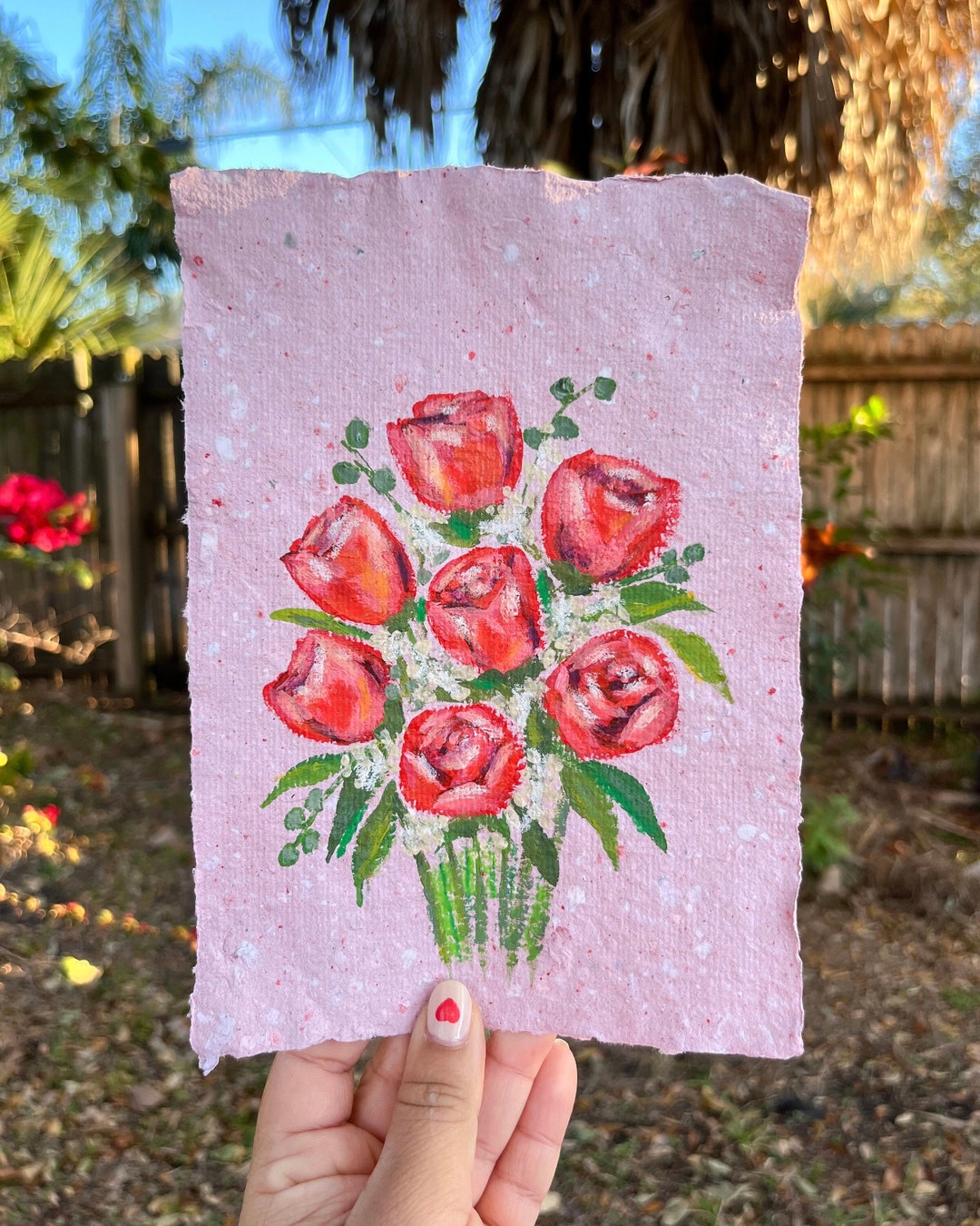 Rose Bouquet Art, Flower Art, Upcycled Painting, Oil Pastel Art ...