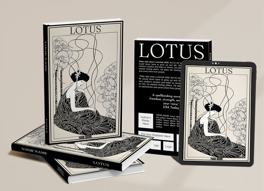 One-of-a-kind Book Cover Design 04-LOTUS in CANVA, Customizable Book ...