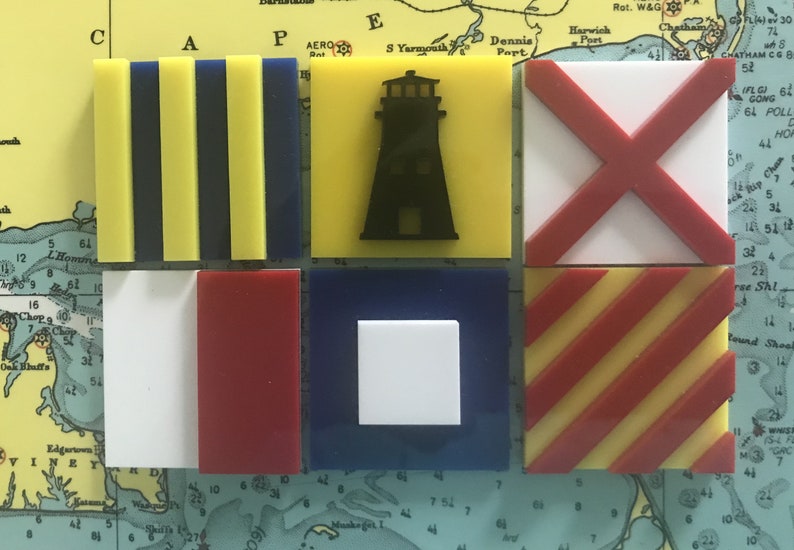 6 Nautical code flag tiles represent the International Code of | Etsy