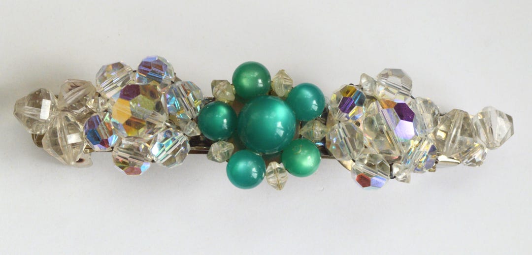 Barrette Made From Vintage Clip-on Earrings and Beads - Etsy