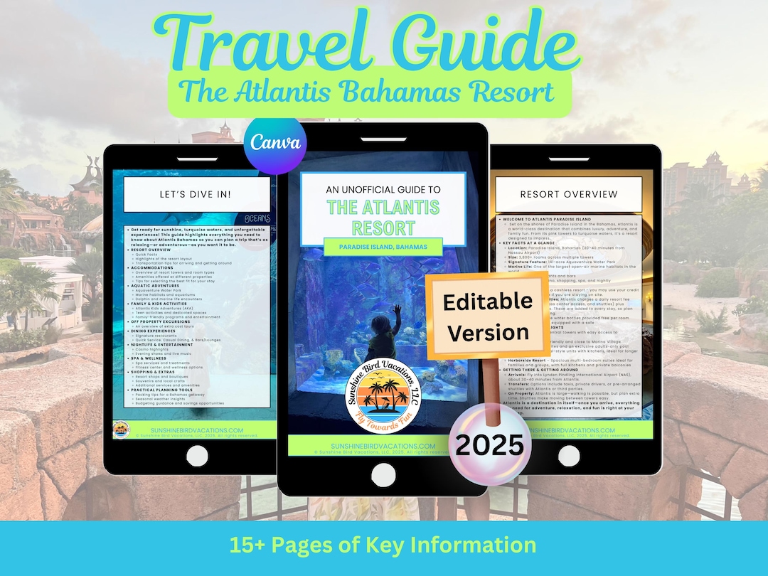 Editable Atlantis Bahamas Resort Guide, Travel Advisor Canva Template ...