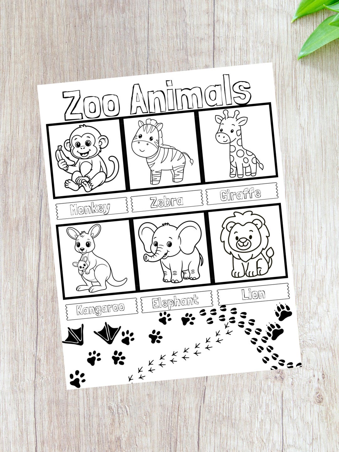 Zoo Animals Coloring Page for Toddlers | Printable Animal Worksheet ...