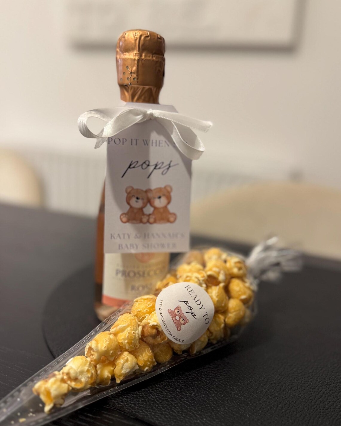 Personalised Baby Shower Pop It When She Pops Label/tag | Neutral Bear ...