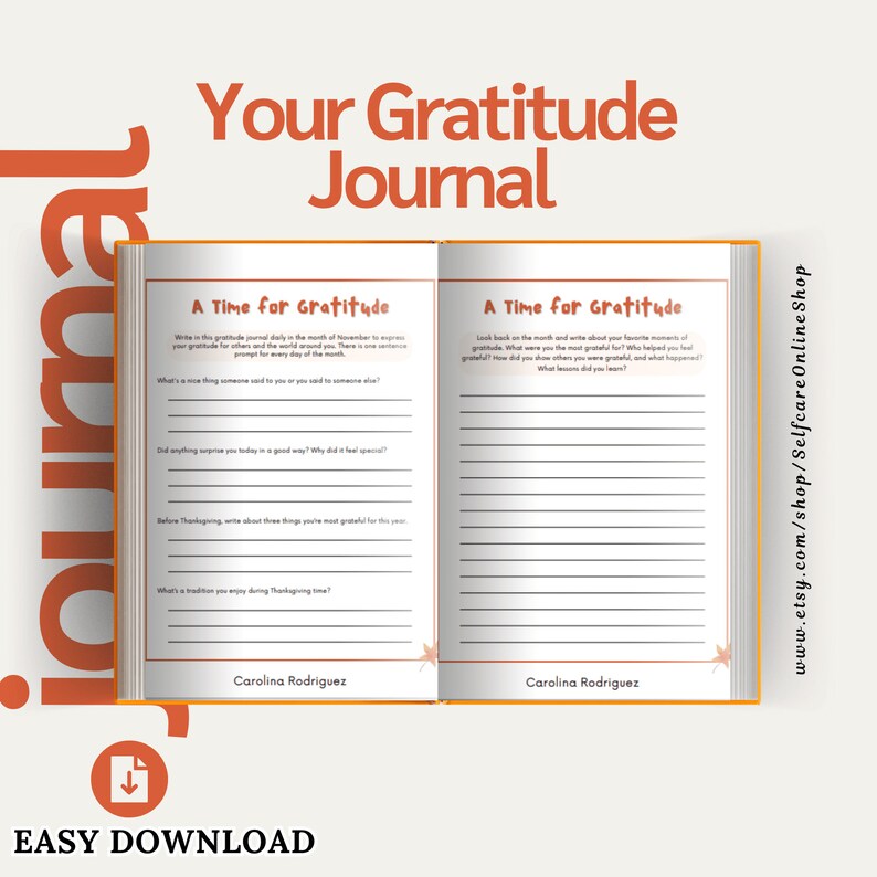 Minimalist Gratitude Journal Printable Template, Daily Gratitude Diary ...
