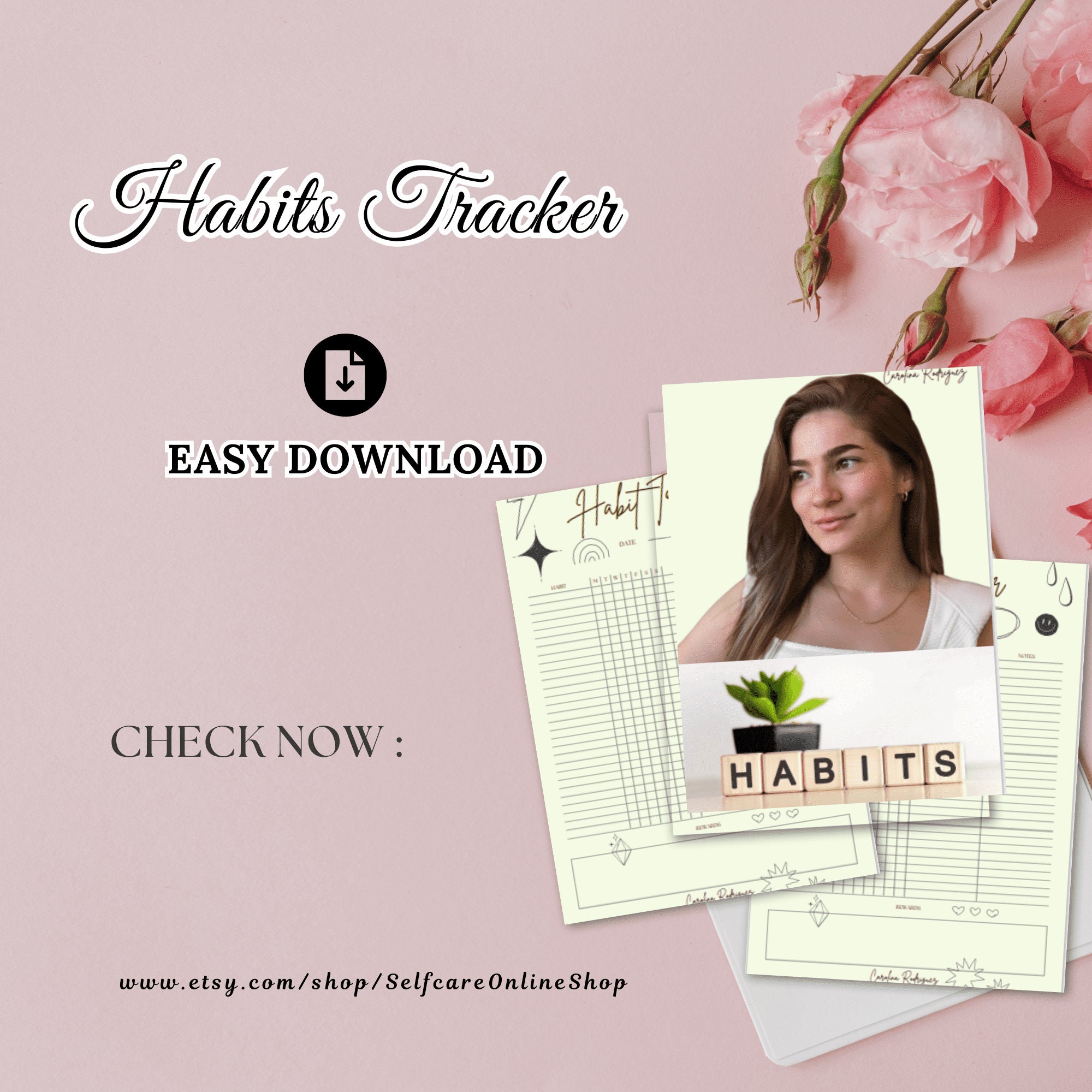 Habit Tracker Journal Printable Landscape, Digital Habit Tracker ...