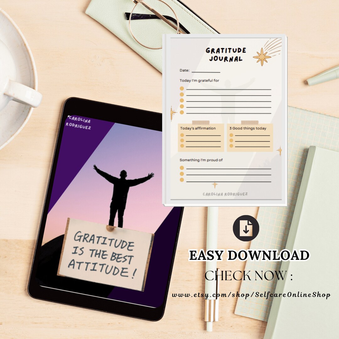 Gratitude Journal Printable Template, Daily Gratitude Diary Log ...