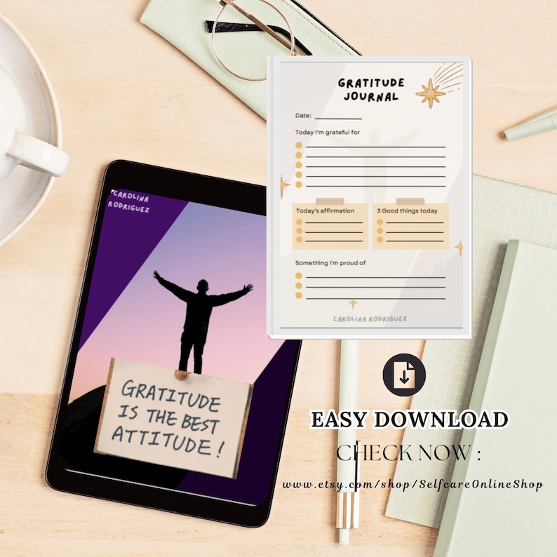 Gratitude Journal Printable Template, Daily Gratitude Diary Log ...