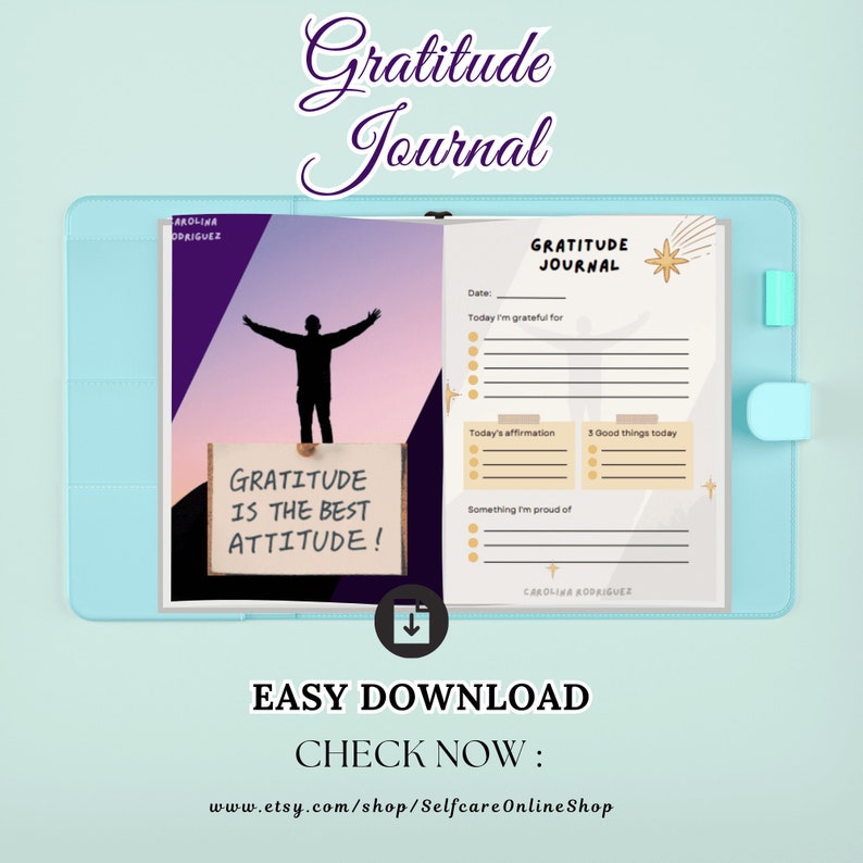 Gratitude Journal Printable Template, Daily Gratitude Diary Log ...