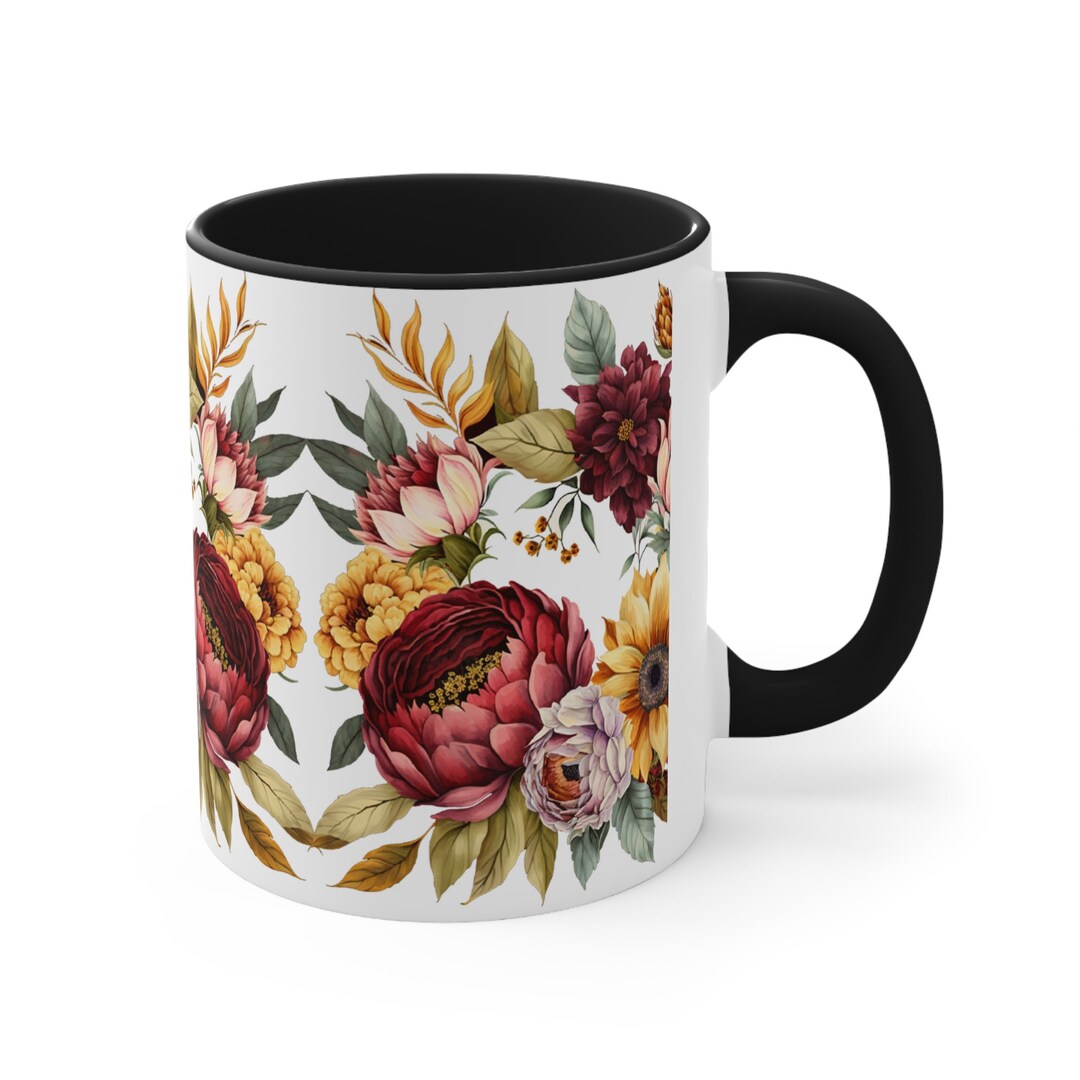 Vintage Pressed Wildflower Coffee Mug: Botanical Garden Lovers Pastel ...