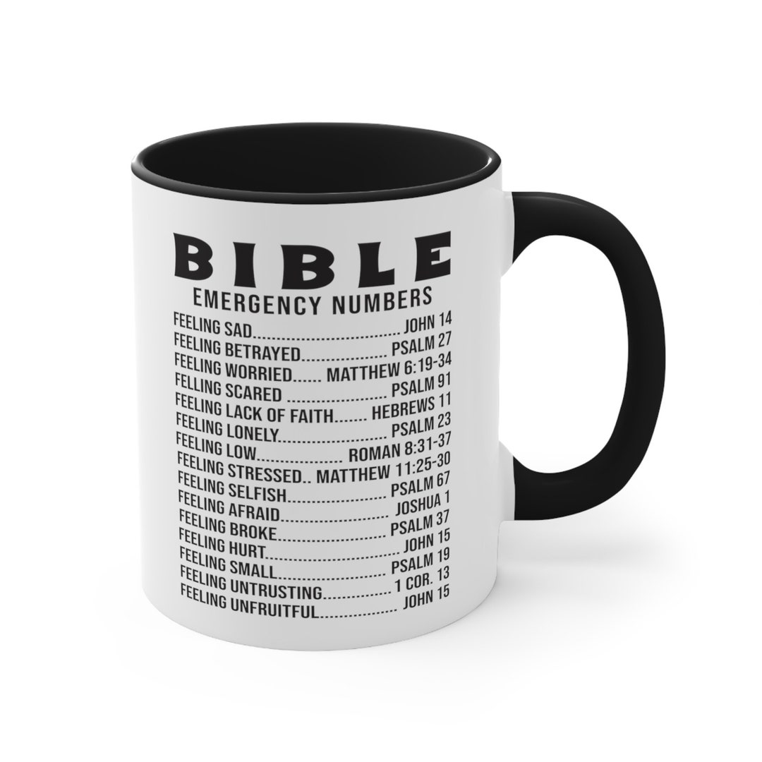 Bible Mug, Bible Emergency Numbers Mug, Christian Gifts, Christian Mugs ...