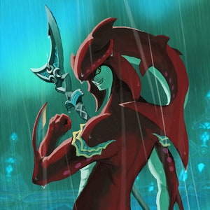 Prince Sidon Breath of the Wild Poster | Zelda Poster, Zelda Gift ...