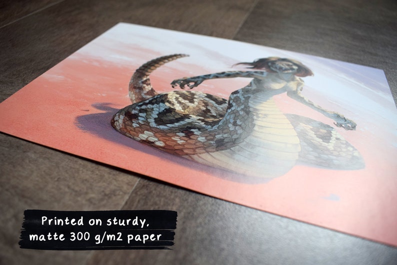 Snake Lady Art Print | Fantasy Creature, Naga, Dark Fantasy Art ...