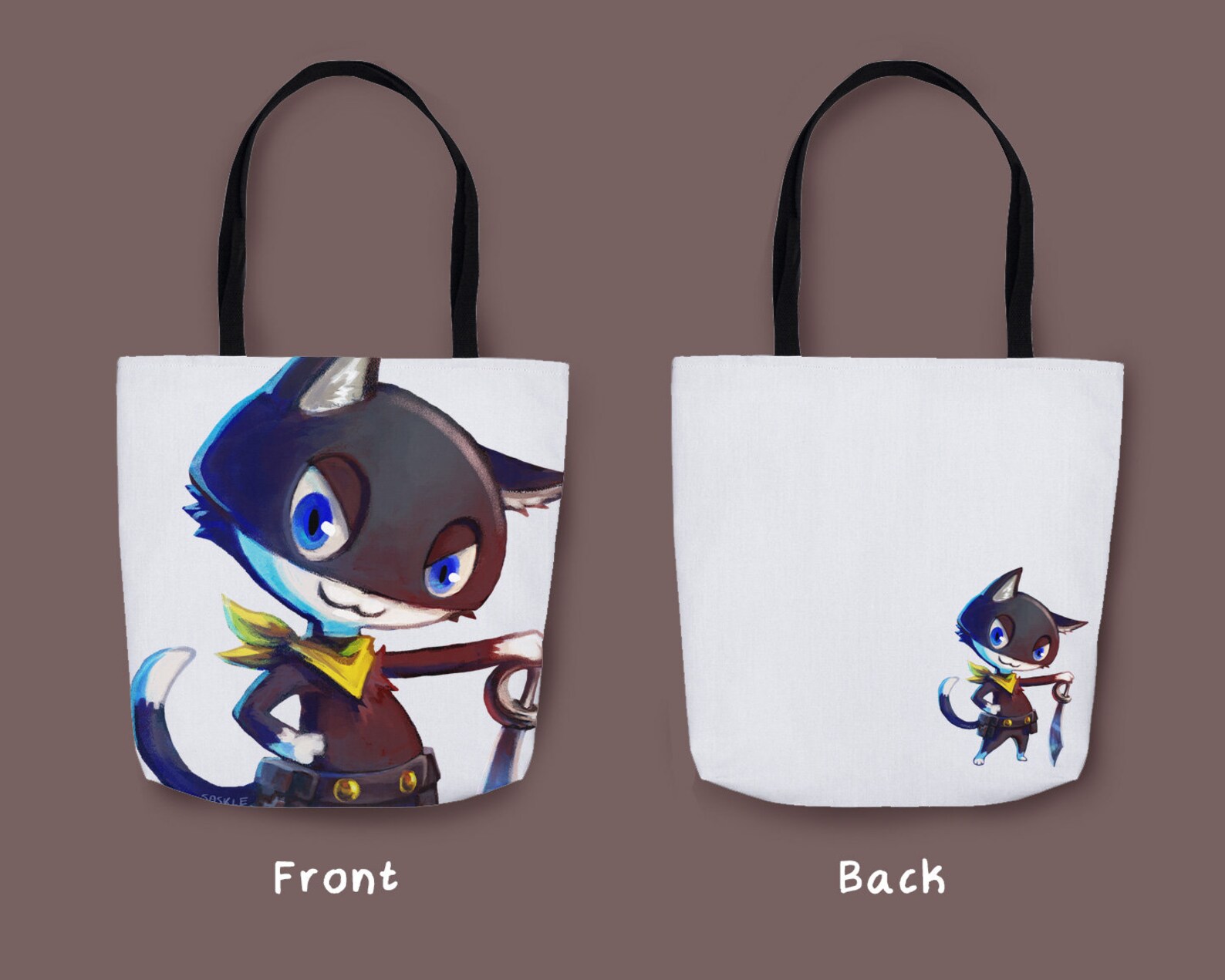 Persona 5 Morgana Cotton Tote Bag Cute Cat Totebag, Persona 5 Fan Art ...