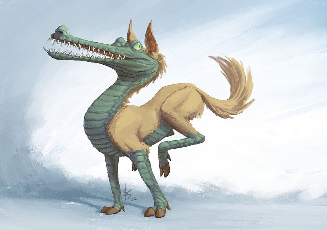 Crocodeer Art Print | Fantasy Creature, Dnd Monster, Crocodile Art, Dnd ...