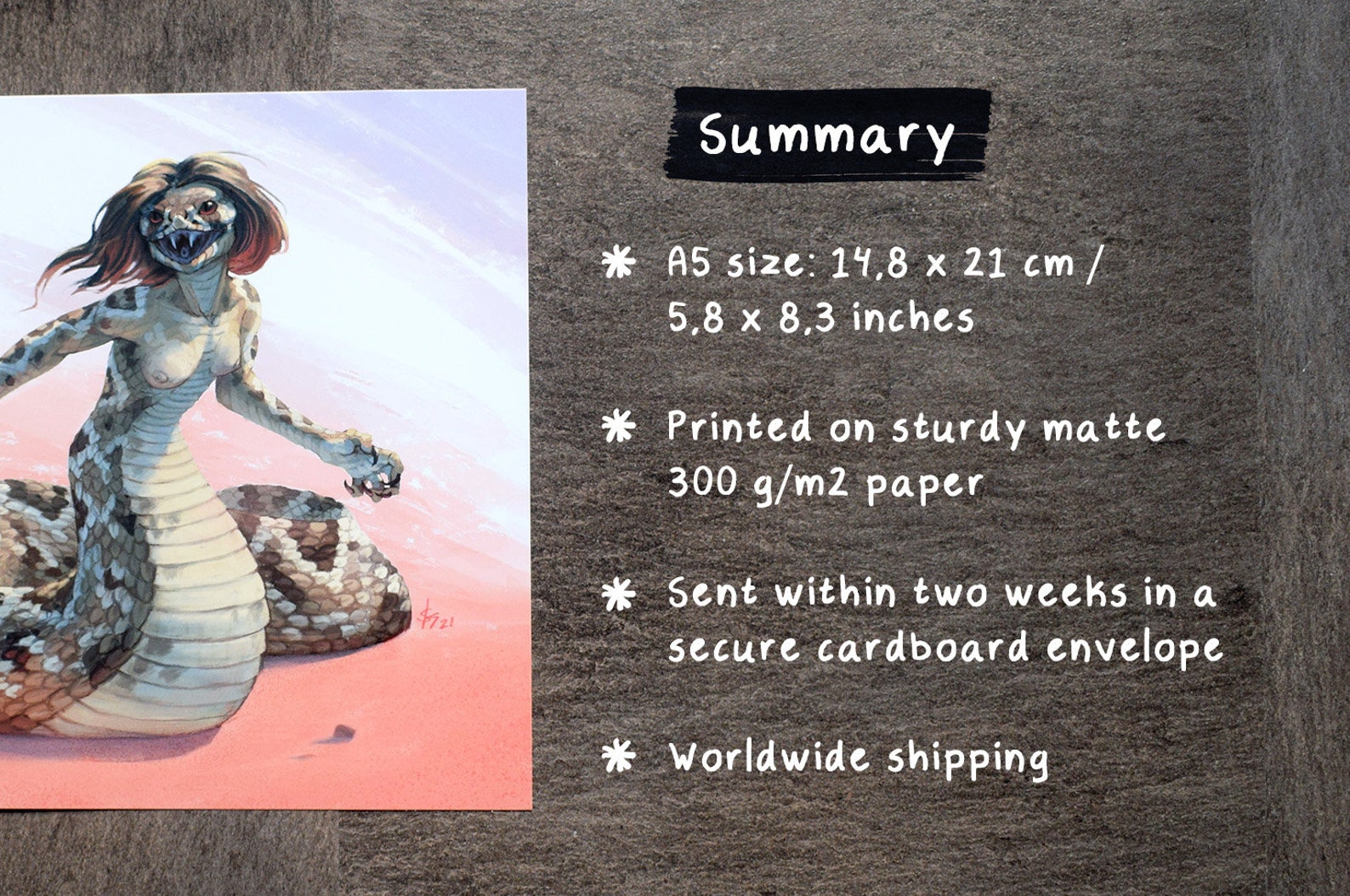 Snake Lady Art Print | Fantasy Creature, Naga, Dark Fantasy Art ...