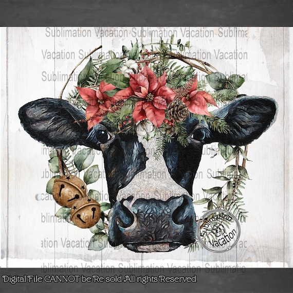 Christmas Cow Design Heifer Design Holiday Cow Design - Etsy