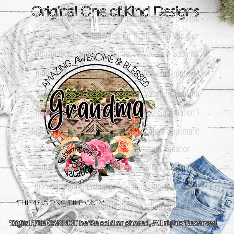 Grandma PNG Grandma Sublimation Design Blessed Grandma - Etsy
