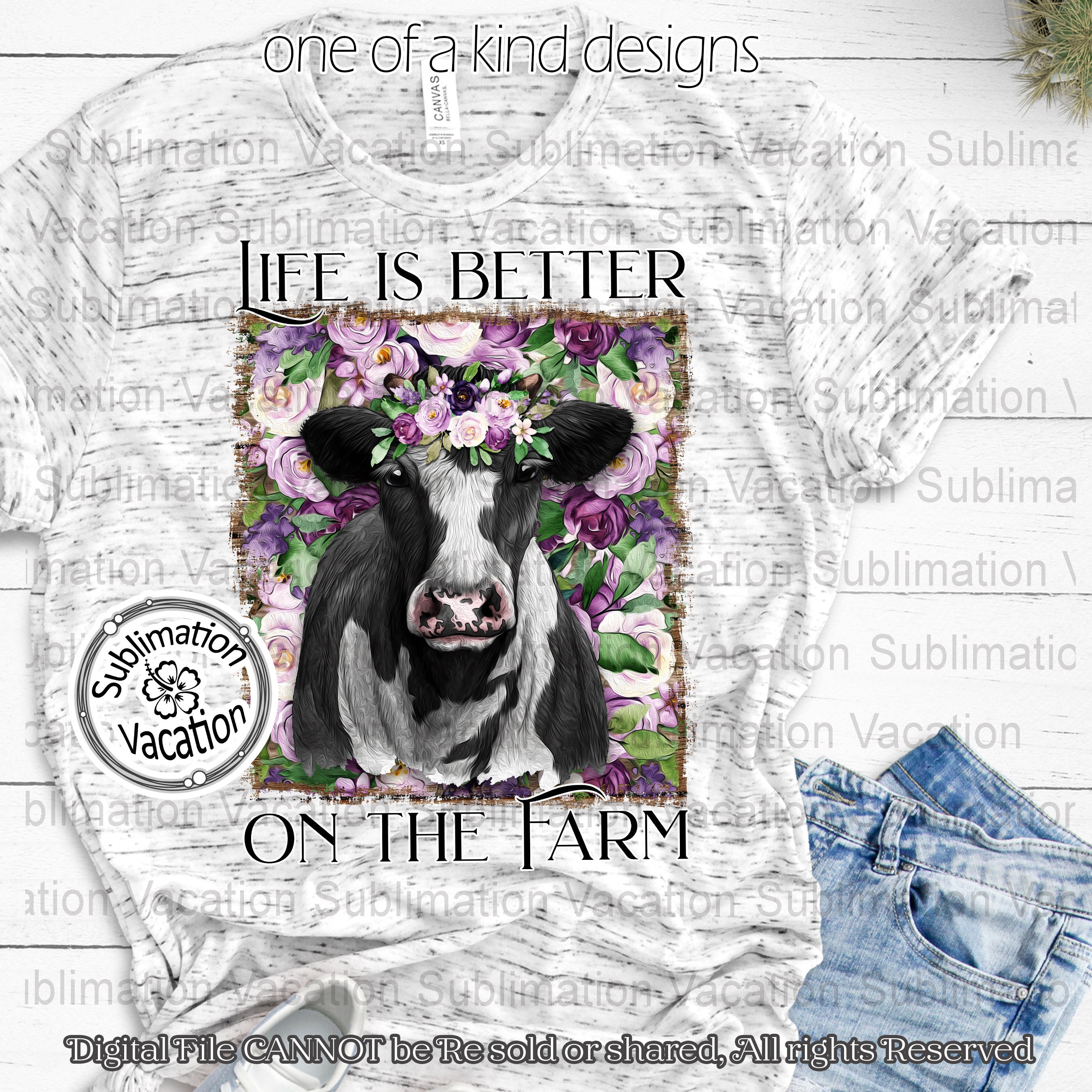 Floral Cow PNG: Farm Life Sublimation Design (digital Download) - Etsy