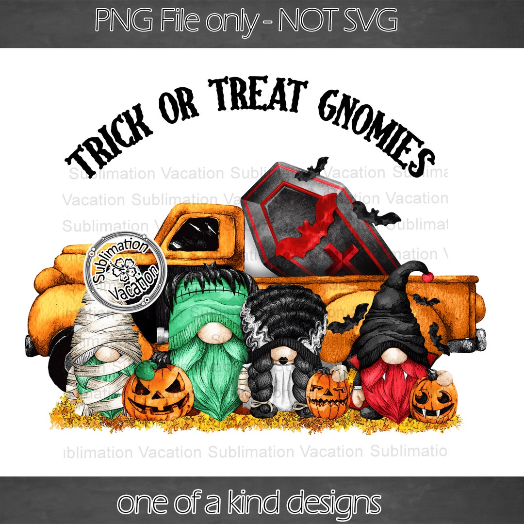 Trick or Treat Gnomies, Halloween Gnome PNG, Frankenstein Shirt Design ...