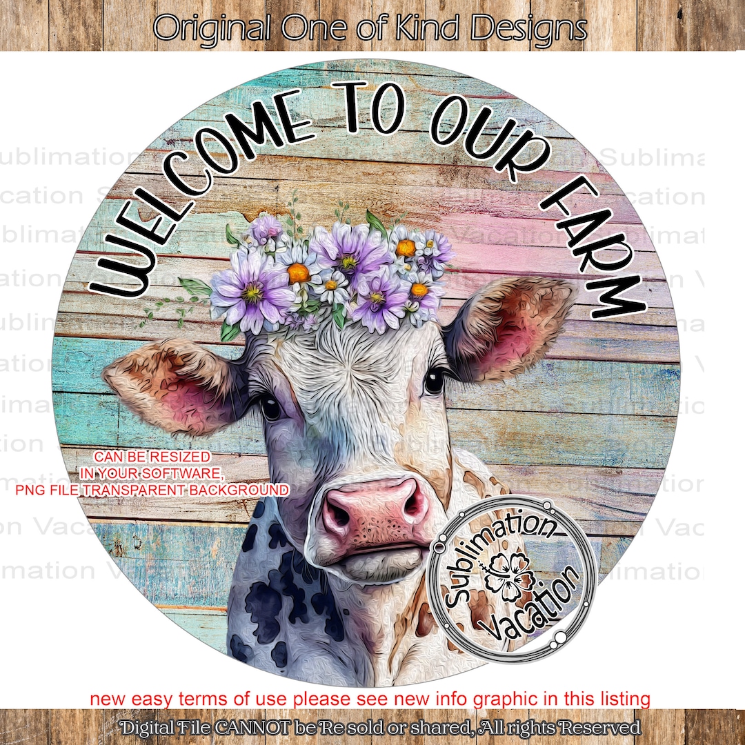 Cute Cow, Farm Cow, Welcome Design, PNG File, DIGITAL Download Only ...