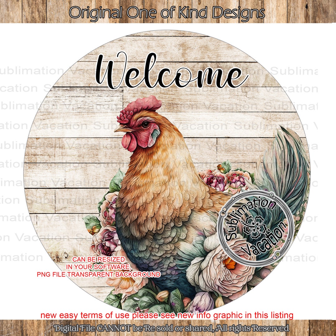 Floral Hen Sign Design: Farm Animal PNG File (digital Download) - Etsy