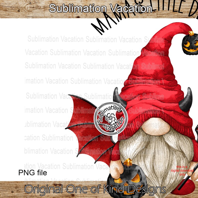 Devil Gnome PNG: Mama's Little Devil, Halloween Design (digital ...