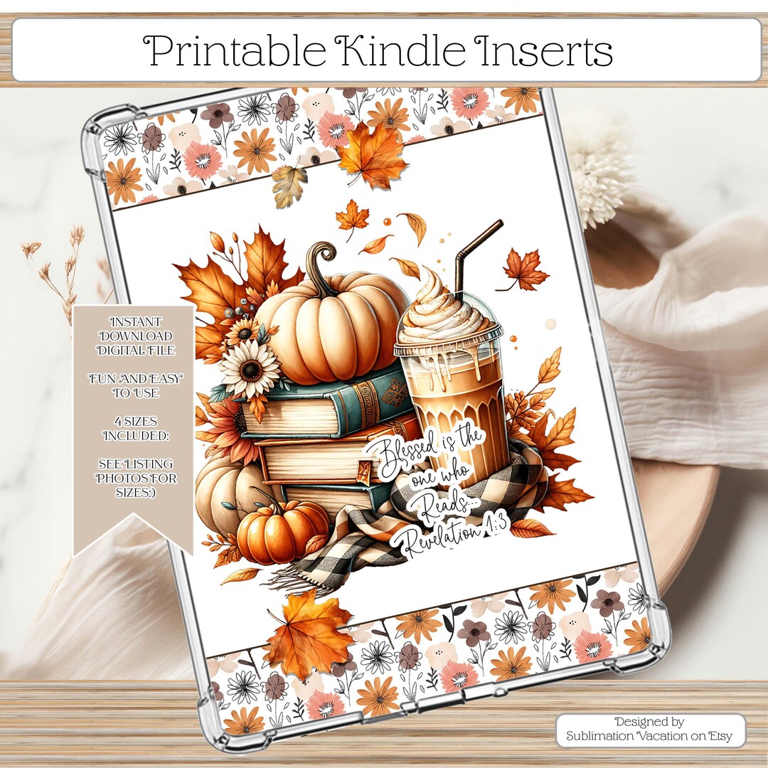 Fall Kindle Insert: Blessed Reader, Pumpkins & Coffee (digital Download ...