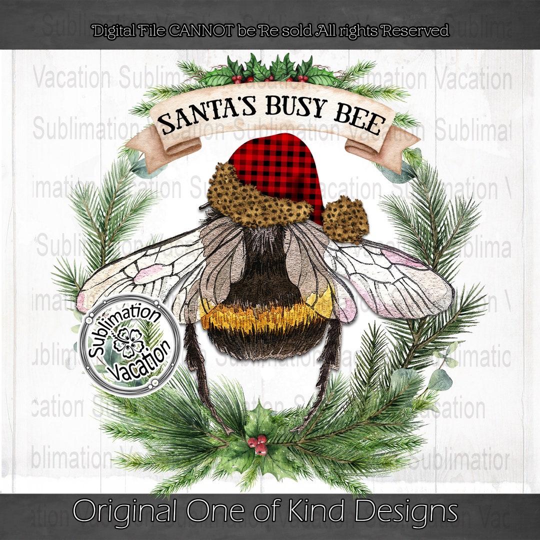 Christmas Bee PNG, Santa's Busy Bee PNG, Christmas Bee Design ...