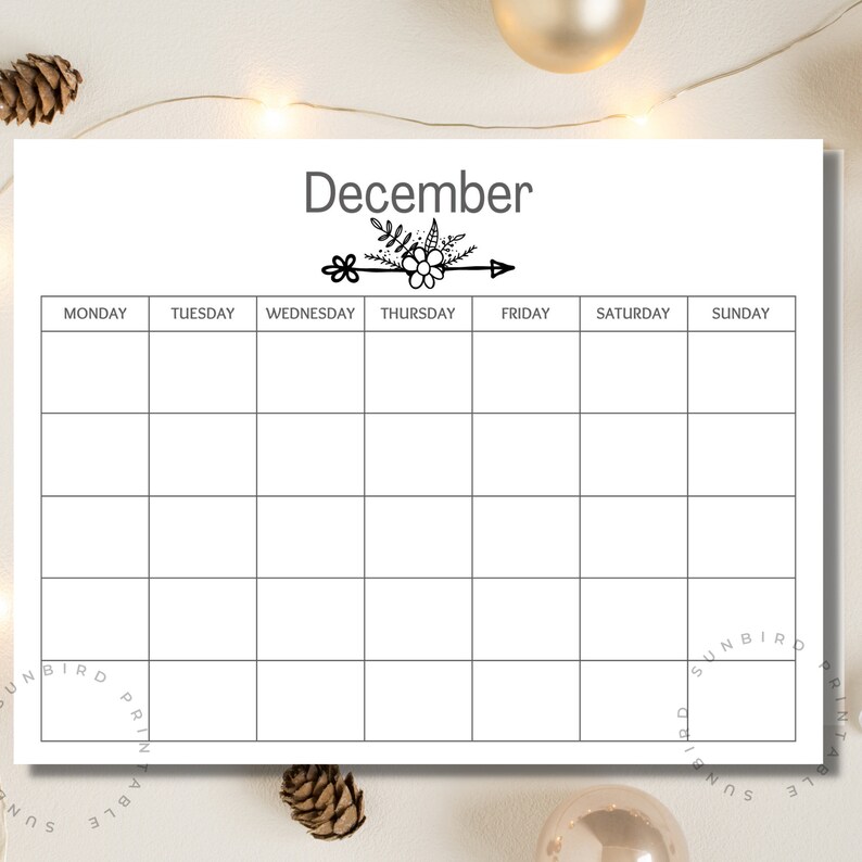 Undated Monthly Calendar Printable Calendar 12 Months - Etsy