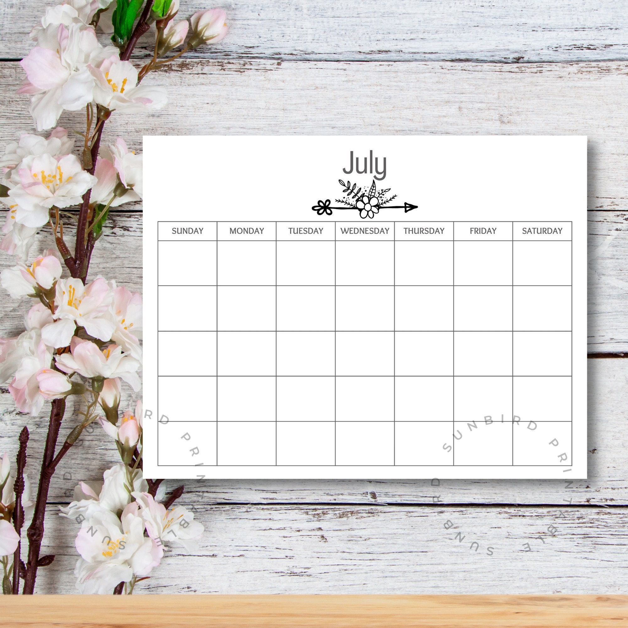 Undated Monthly Calendar Printable Calendar 12 Months - Etsy