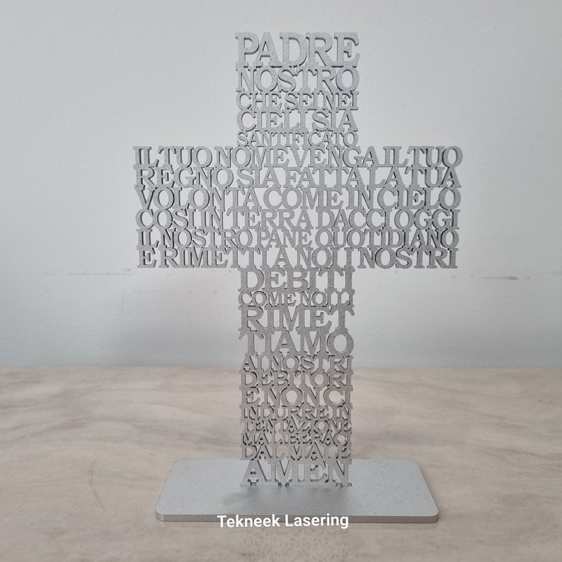 Italian Our Father Cross: Laser Cut Wood Religious Gift - Etsy