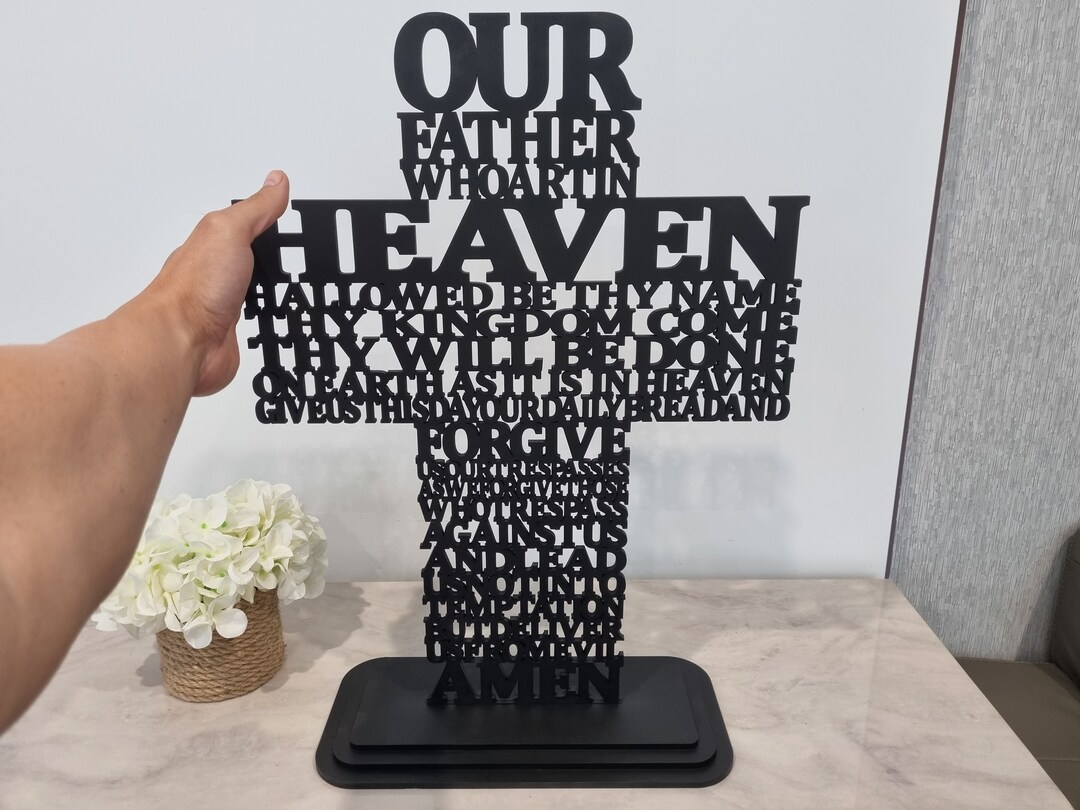Our Father Lords Prayer Cross Wood Crucifix Laser Cut MDF 60cm High ...