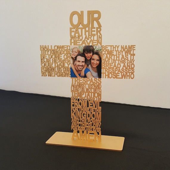 Our Father the Lords Prayer Cross Customized With Photo Laser | Etsy