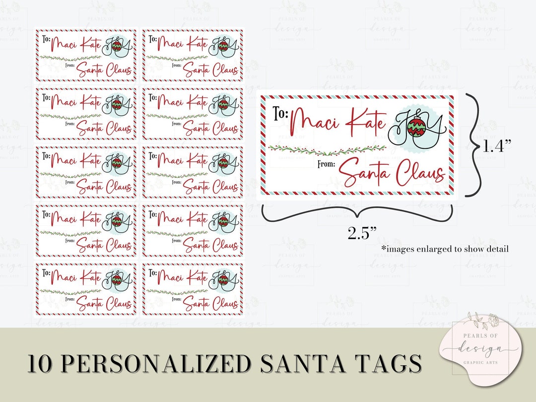 Personalized Christmas Gift Tags From Santa Claus, Custom Gift Labels ...