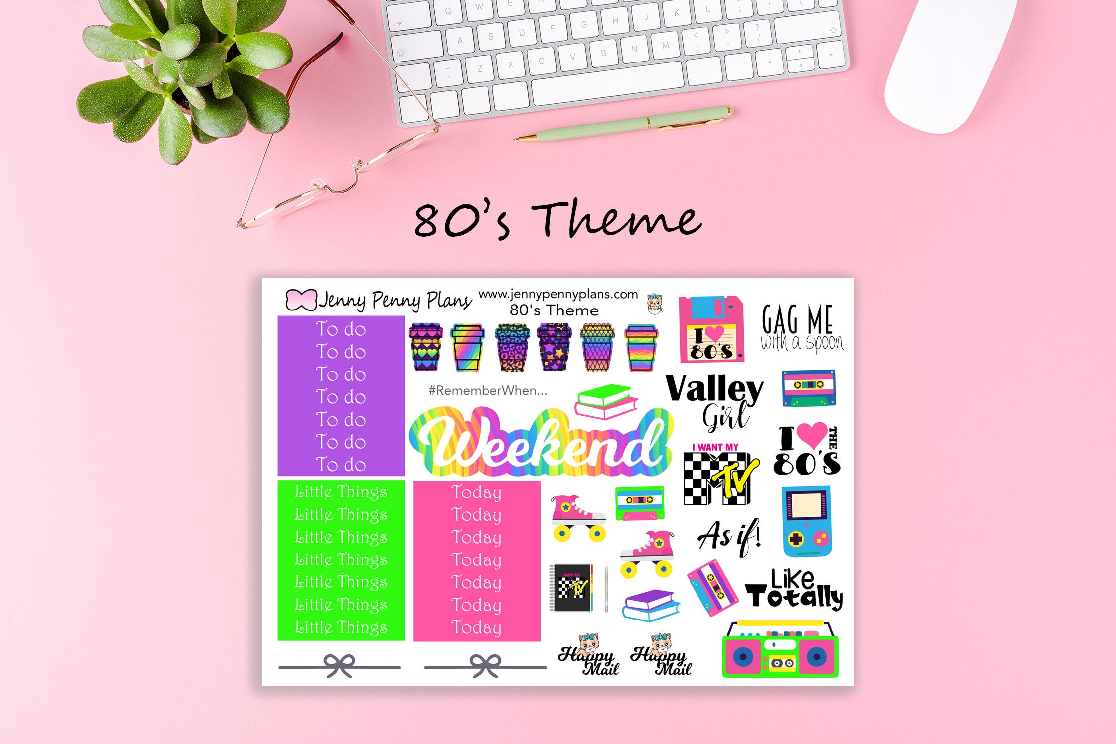 80's Themed Planner Kit Printed on Premium unicorn - Etsy