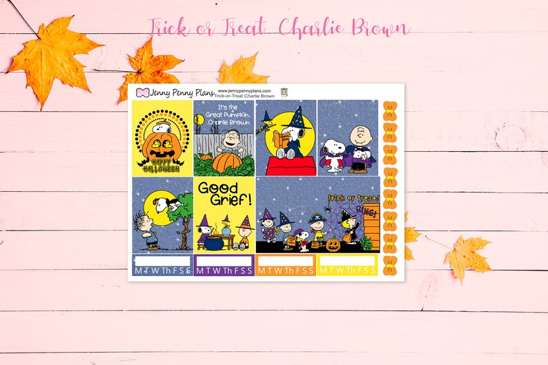 Trick-or-treat, Charlie Brown Stickers on Premium Matte - Etsy