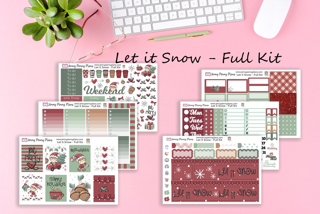 Let It Snow Mini Kit OR Full Kit, Planner Stickers on Premium Matte - Etsy