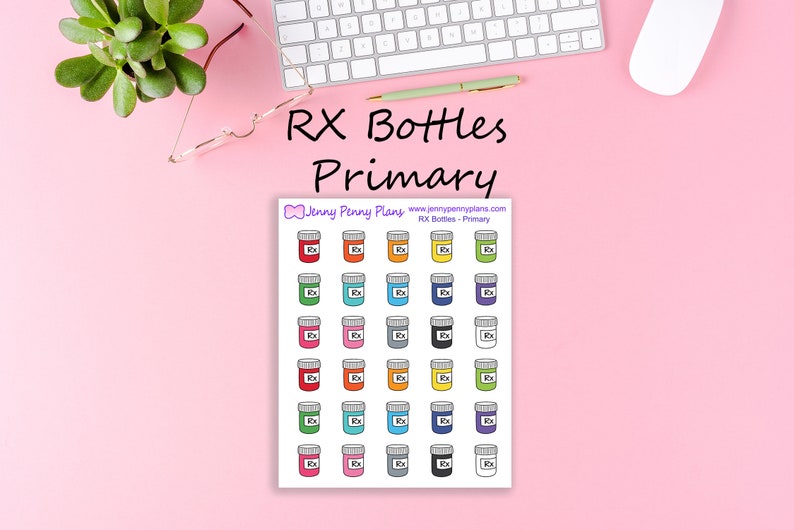 RX Bottle Medication Reminders Planner Stickers. | Etsy