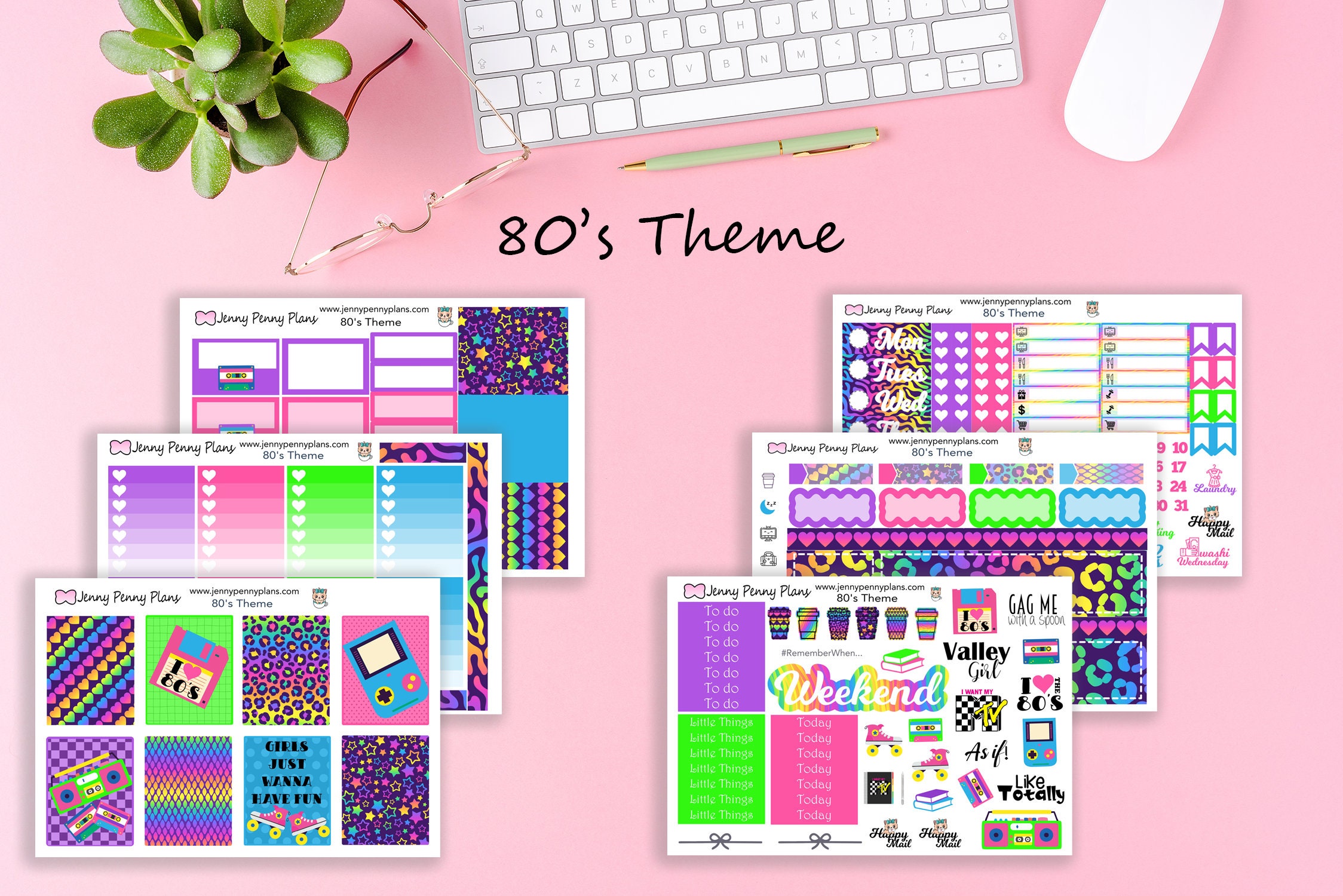 80's Themed Planner Kit Printed on Premium unicorn - Etsy