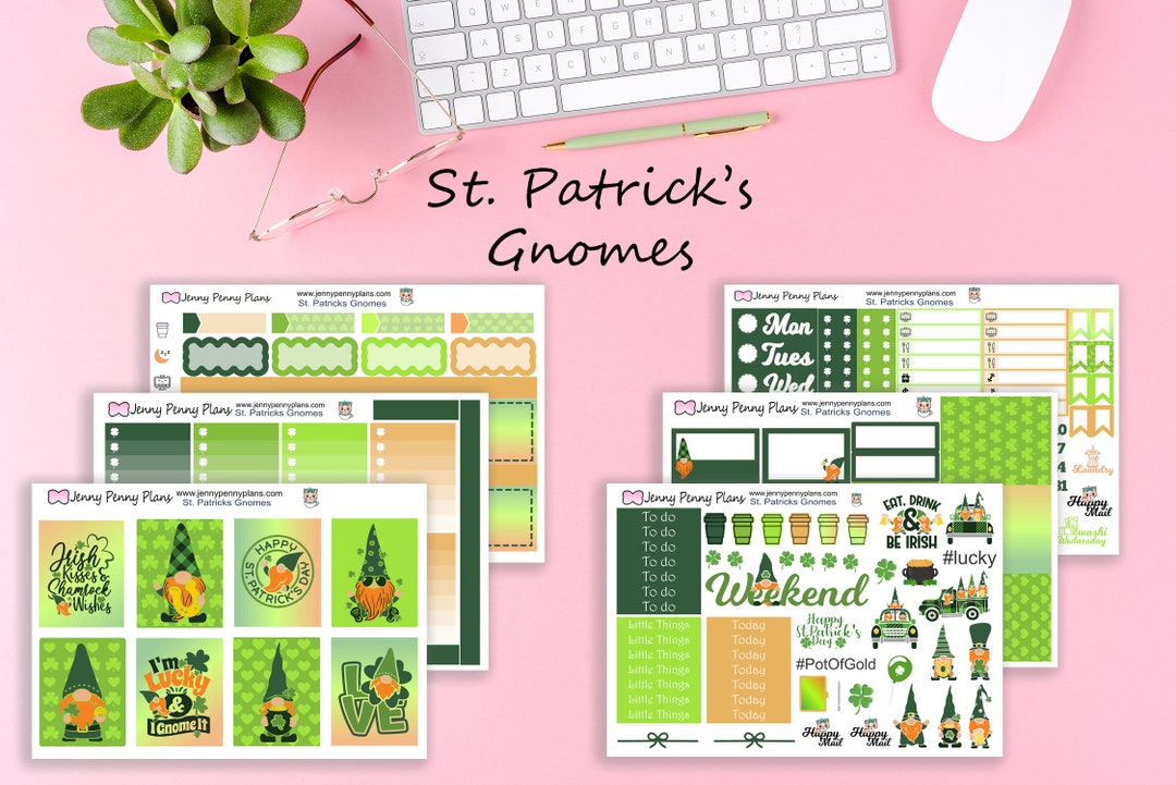 St Patrick's Day Gnome Planner Kit, Printed on Premium (unicorn) Matte ...