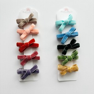 Mini Velvet Bow Clips, Velvet Bow Baby Headband, Toddler Velvet Bows ...
