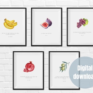 Islamic Wall Art | Set of 5 Watercolor Fruits in the Quran With the ...