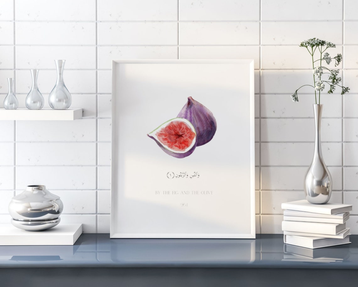 Islamic Wall Art Set of 5 Watercolor Fruits in the Quran With the ...