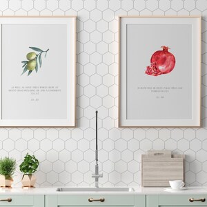 Islamic Wall Art | Set of 5 Watercolor Fruits in the Quran With the ...