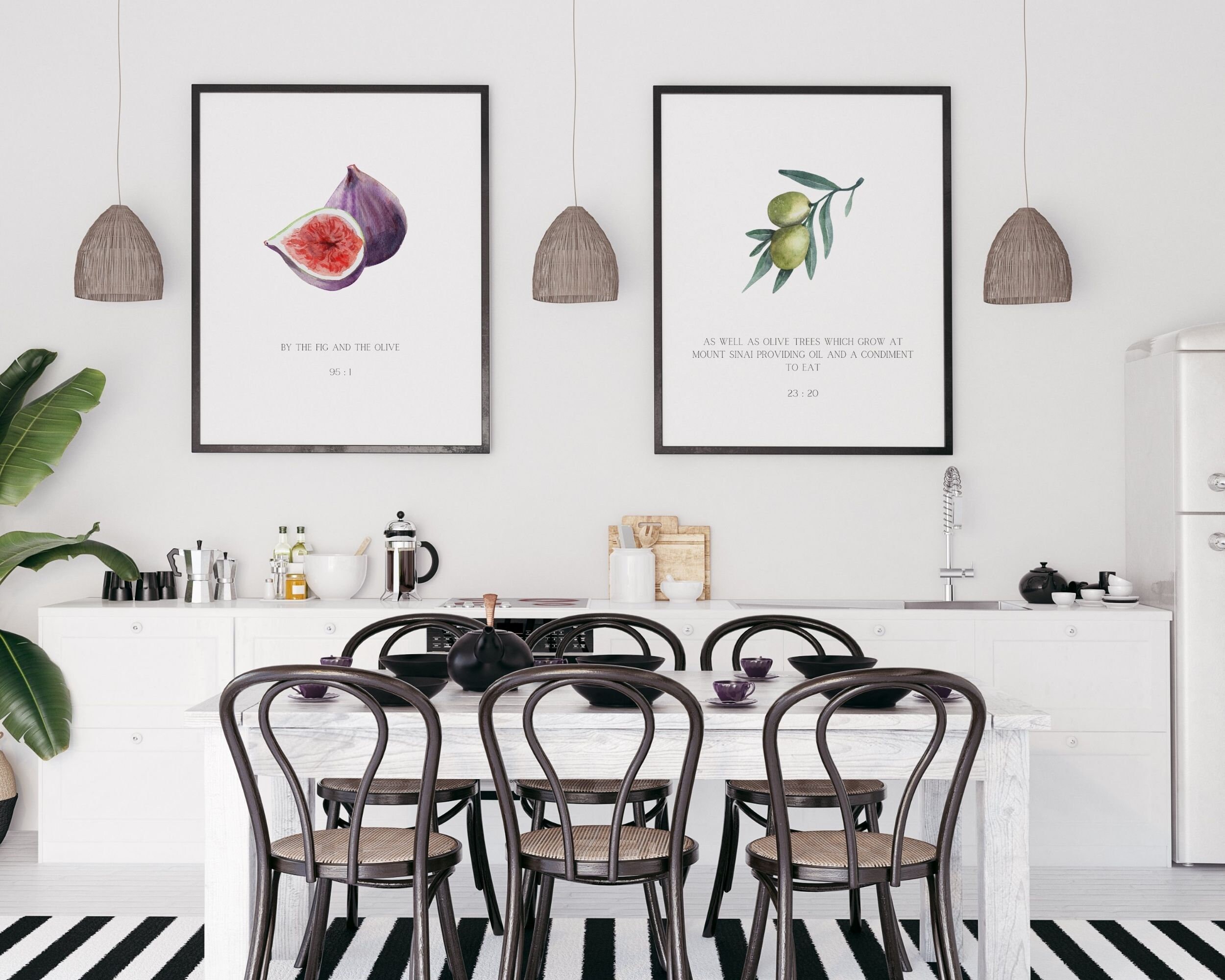 Islamic Wall Art Set of 5 Watercolor Fruits in the Quran With the ...