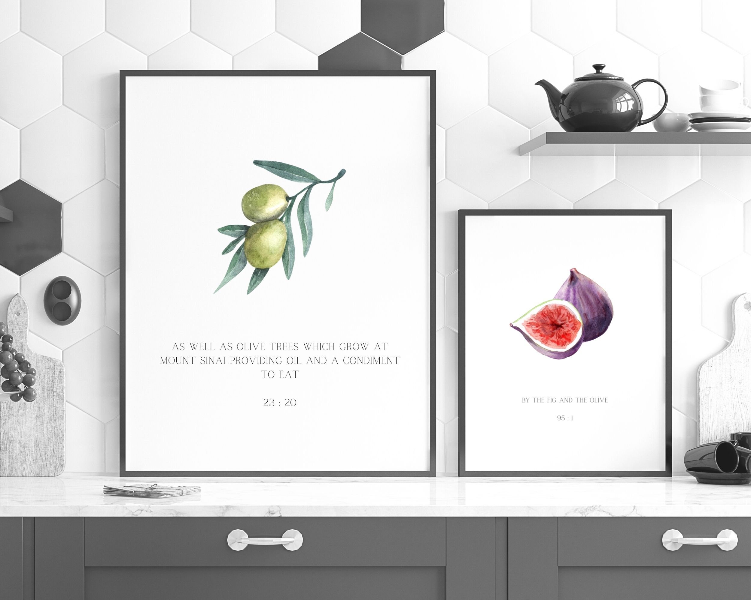 Islamic Wall Art Set of 5 Watercolor Fruits in the Quran - Etsy