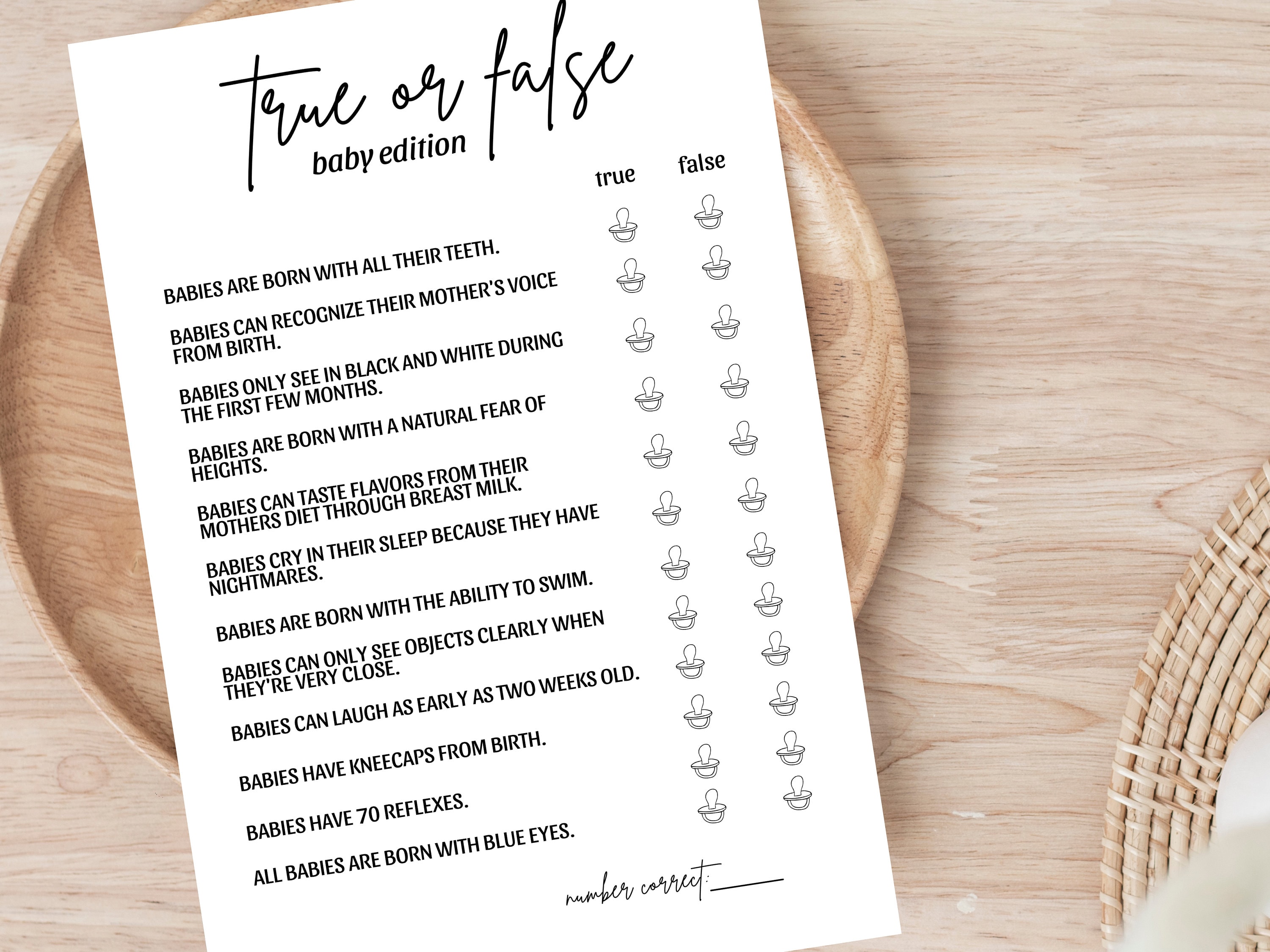 PRINTED True or False Baby Shower Game, True or False, Unique Baby ...